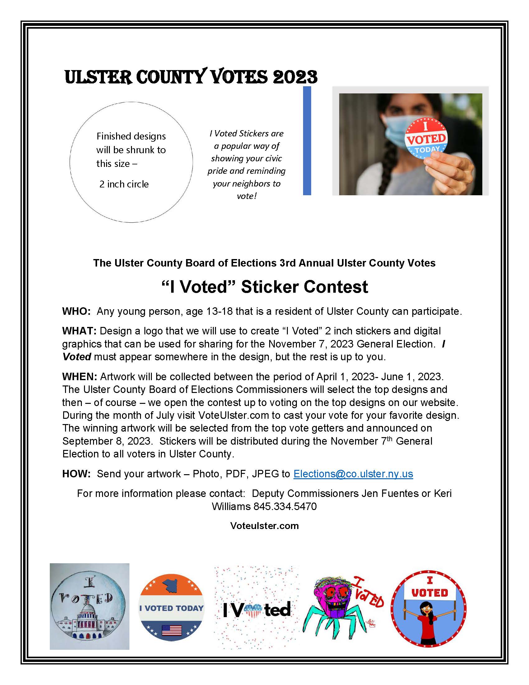 2023 I Voted Sticker Contest – Ulster County Board of Elections